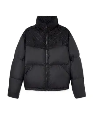 Versace Logo Patch Zip-up Padded Jacket