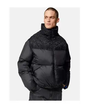 Versace Logo Patch Zip-up Padded Jacket
