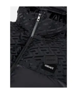 Versace Logo Patch Zip-up Padded Jacket