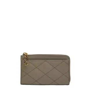 Saint Laurent Diamond Check Wallet - Green