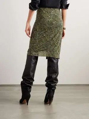 Isabel Marant Étoile Ruched-front Midi Skirt With Geometric Print