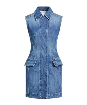 Sportmax Sleeveless Collared Fitted Dress With Flap Pockets - Blue