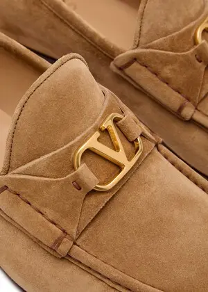 Valentino Garavani Suede Loafers With Stacked Heel - Brown
