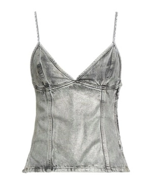 DIESEL® Tie-dye Denim Sleeveless V-neck Top - Gray