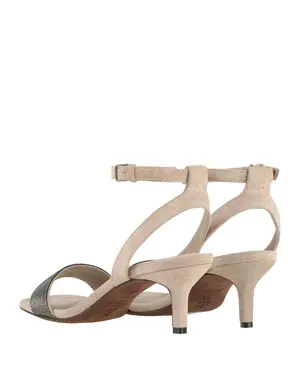 Brunello Cucinelli Embellished Two-tone Slingback Sandals - Grey