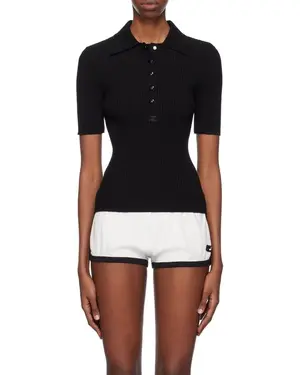 COURREGES Ac Ribbed-knit Polo Shirt