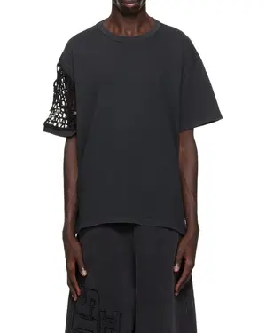 MISBHV Crochet-panelled Spider Web Pattern T-shirt