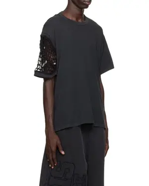 MISBHV Crochet-panelled Spider Web Pattern T-shirt