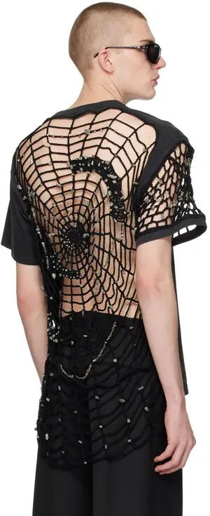 MISBHV Crochet-panelled Spider Web Pattern T-shirt