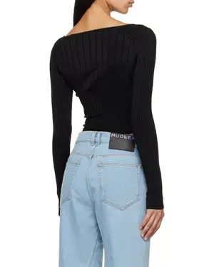 MUGLER Logo-plaque Ribbed Bodysuit