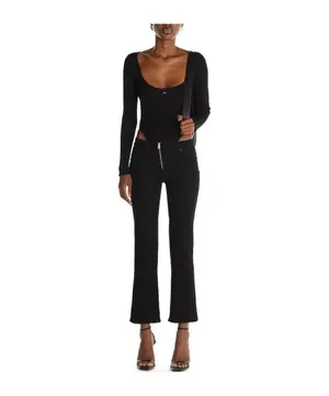 MUGLER Logo-plaque Ribbed Bodysuit