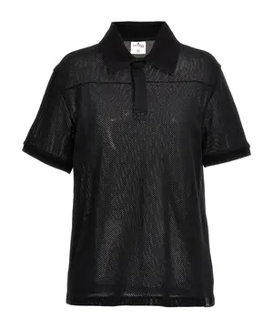 COURREGES Courrèges Ac Mesh Short-sleeved Polo Shirt - Black