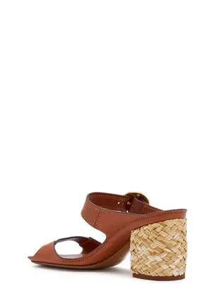 Zimmermann Solena 65 Leather And Raffia Mules