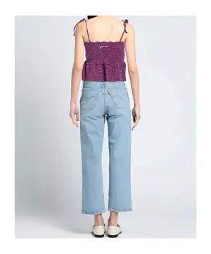 GANNI Cropped Knit Top With Deep V Neckline And Tie Detail