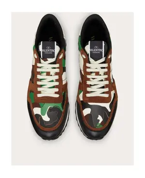 Valentino Garavani Rockrunner Camouflage Lace-up Sneakers - Black