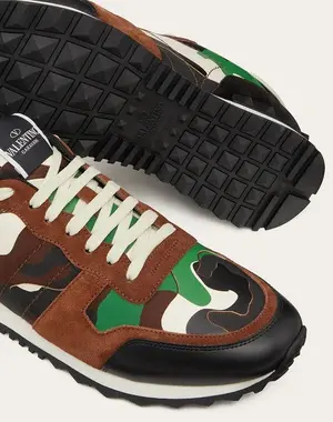 Valentino Garavani Rockrunner Camouflage Lace-up Sneakers - Black