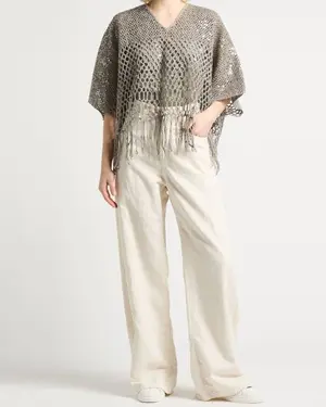 Brunello Cucinelli Sequined Tassel Poncho