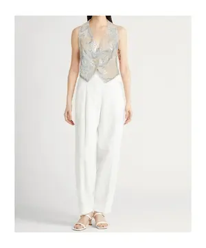 Brunello Cucinelli Sleeveless Sequined Deep V Neckline Top