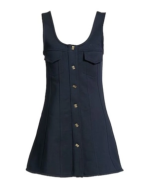 GANNI Sleeveless Plain Scoop Neck Dress - Black