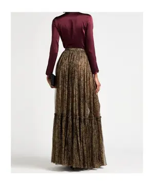Saint Laurent Printed Elasticated Waist Midi Skirt - Green