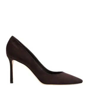 JIMMY CHOO Suede Pointed Toe Stiletto Pumps - Black