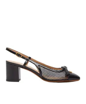 Valentino Garavani 60 Vlogo Mesh And Leather Slingback Pumps