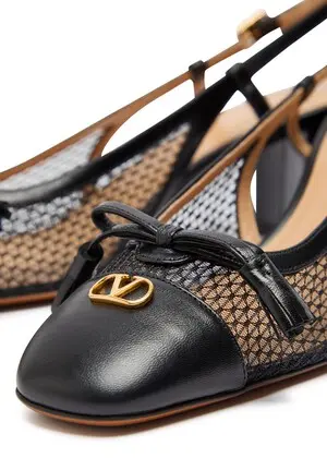 Valentino Garavani 60 Vlogo Mesh And Leather Slingback Pumps