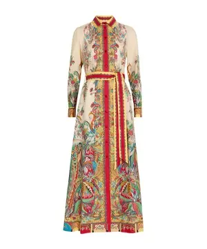 ETRO Printed Belted Cotton-poplin Midi Shirt Dress