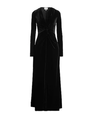 GANNI Solid Color Stretch Long-sleeve Dress - Black