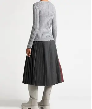 Burberry Ribbed V-neck Cardigan With Brand Label