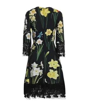 Dolce & Gabbana Floral Print Lace Trimmed Midi Dress
