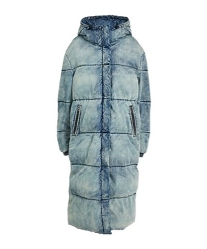 DIESEL® Denim Padded Hooded Cotton Jacket - Blue