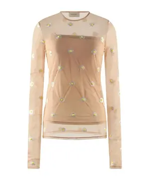 Sportmax Sheer Floral Embroidered Long Sleeve Top