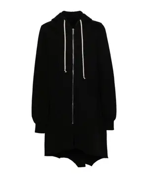 Rick Owens Asymmetric Cotton Zipped Hoodie - Black