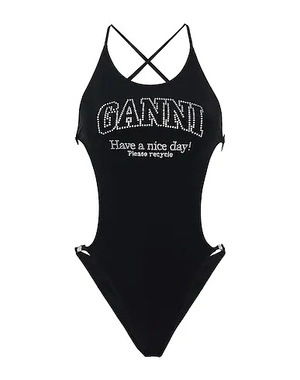 GANNI Embellished One-piece Swimsuit - Black