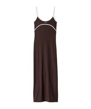 Miu Miu Stretch Jersey Midi Dress - Ebony/white