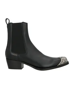 DIESEL® Rhinestone Decor Denim Ankle Boots - Black