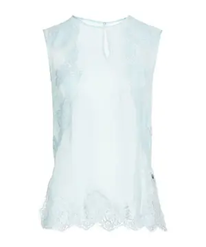 Dolce & Gabbana Sleeveless Lace Trimmed Voile Top