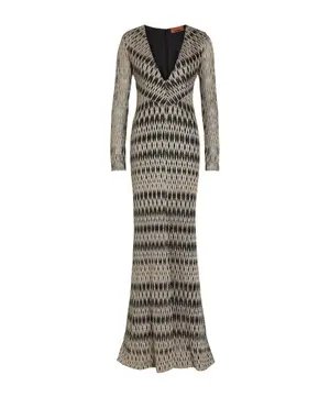 Missoni Textured Knit V-neck Maxi Dress - Gray