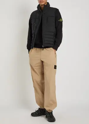 Stone Island Stretch-cotton Trousers With Appliqu