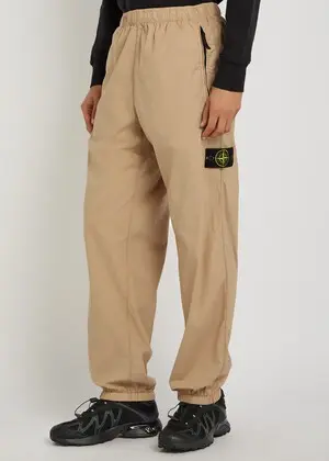 Stone Island Stretch-cotton Trousers With Appliqu