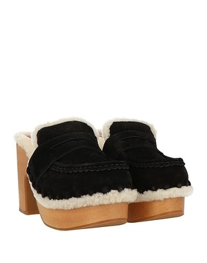 Chloé Half-covered Cotton Slippers With Chunky Heel