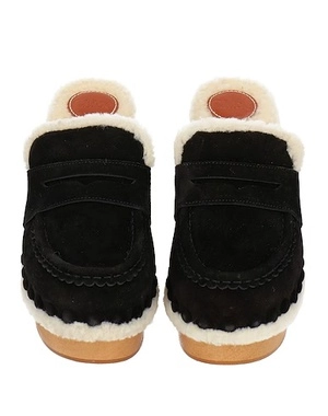 Chloé Half-covered Cotton Slippers With Chunky Heel