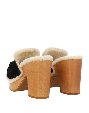 Chloé Half-covered Cotton Slippers With Chunky Heel