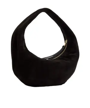 Khaite Olivia Mini Suede Hobo Top Handle Bag - Black