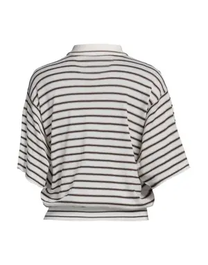 Brunello Cucinelli Striped Polo Collar Short Sleeve Top