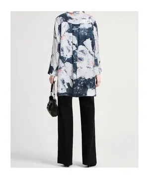 MAXCO. Max&co. Graphic Print Stand Collar Long Sleeve Top