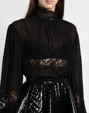 Dolce & Gabbana Solid Color Stand Collar Long Sleeve Top