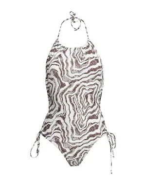 GANNI Zebra Print One-piece Swimsuit - Gray