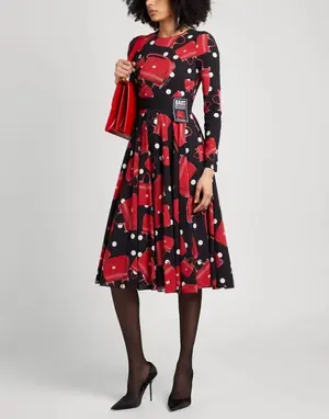 Dolce & Gabbana Polka Dot Pleated Midi Dress